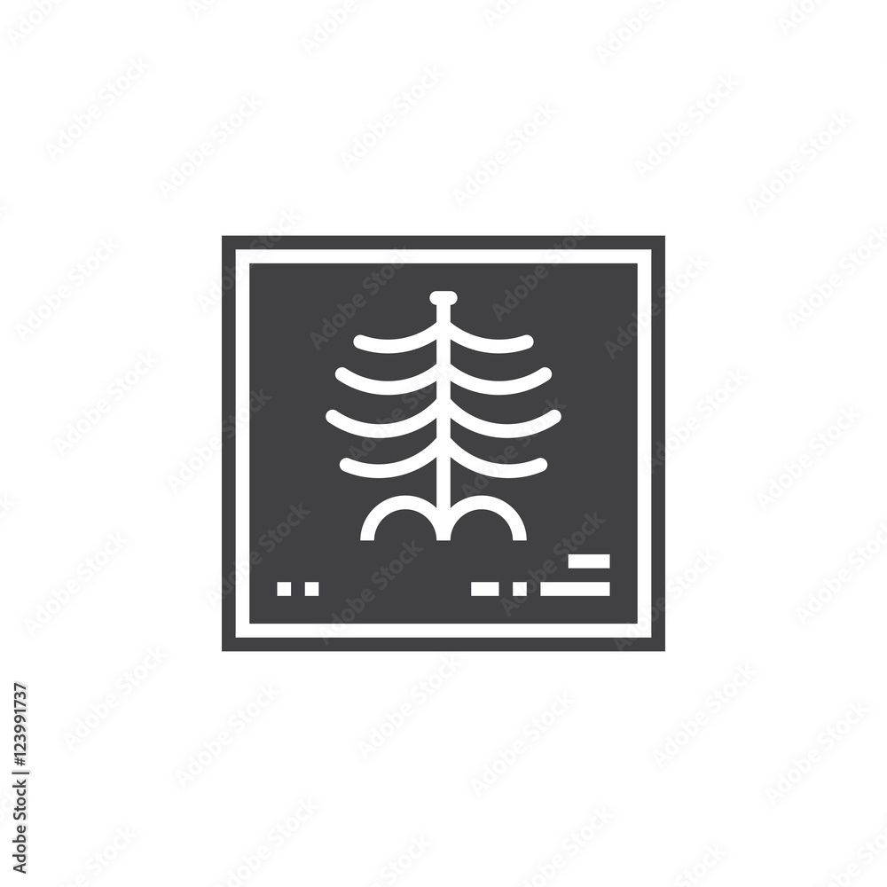 X-Ray of a human rib cage symbol. X-radiation icon vector, solid logo ...