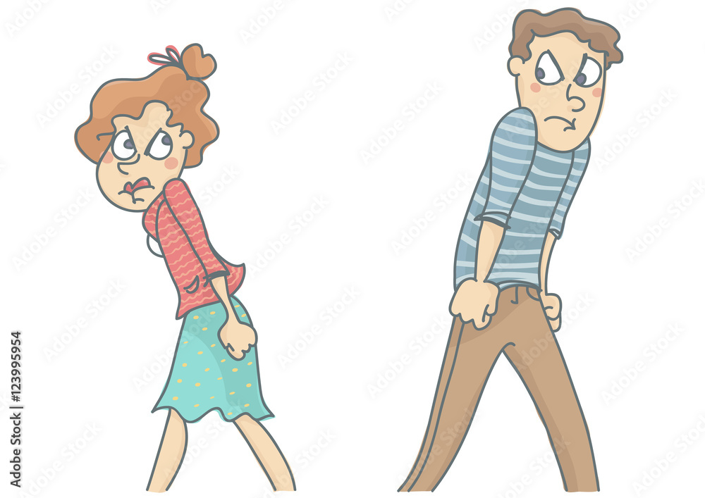 Young love couple in fight, do not want to talk to each other, each ...