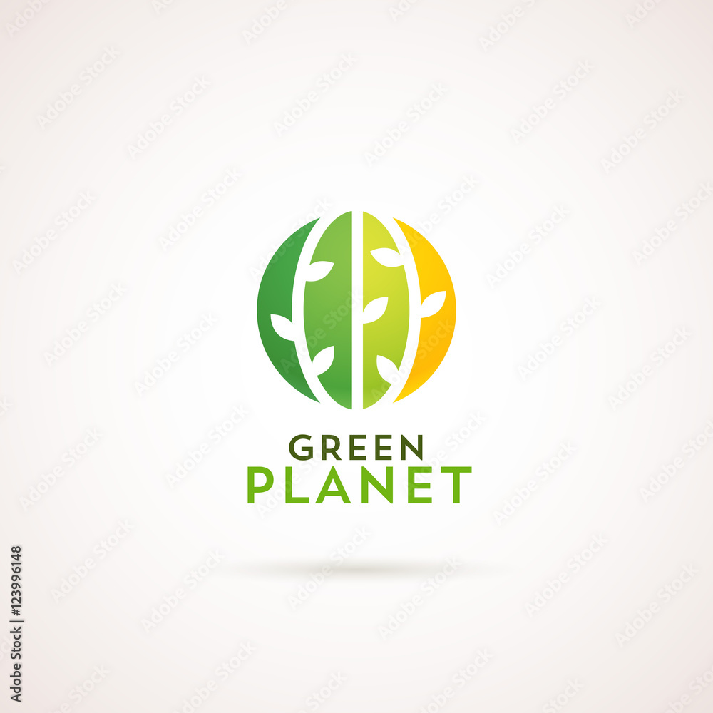 Modern natural logotype template. Green Planet label. Stock Vector ...