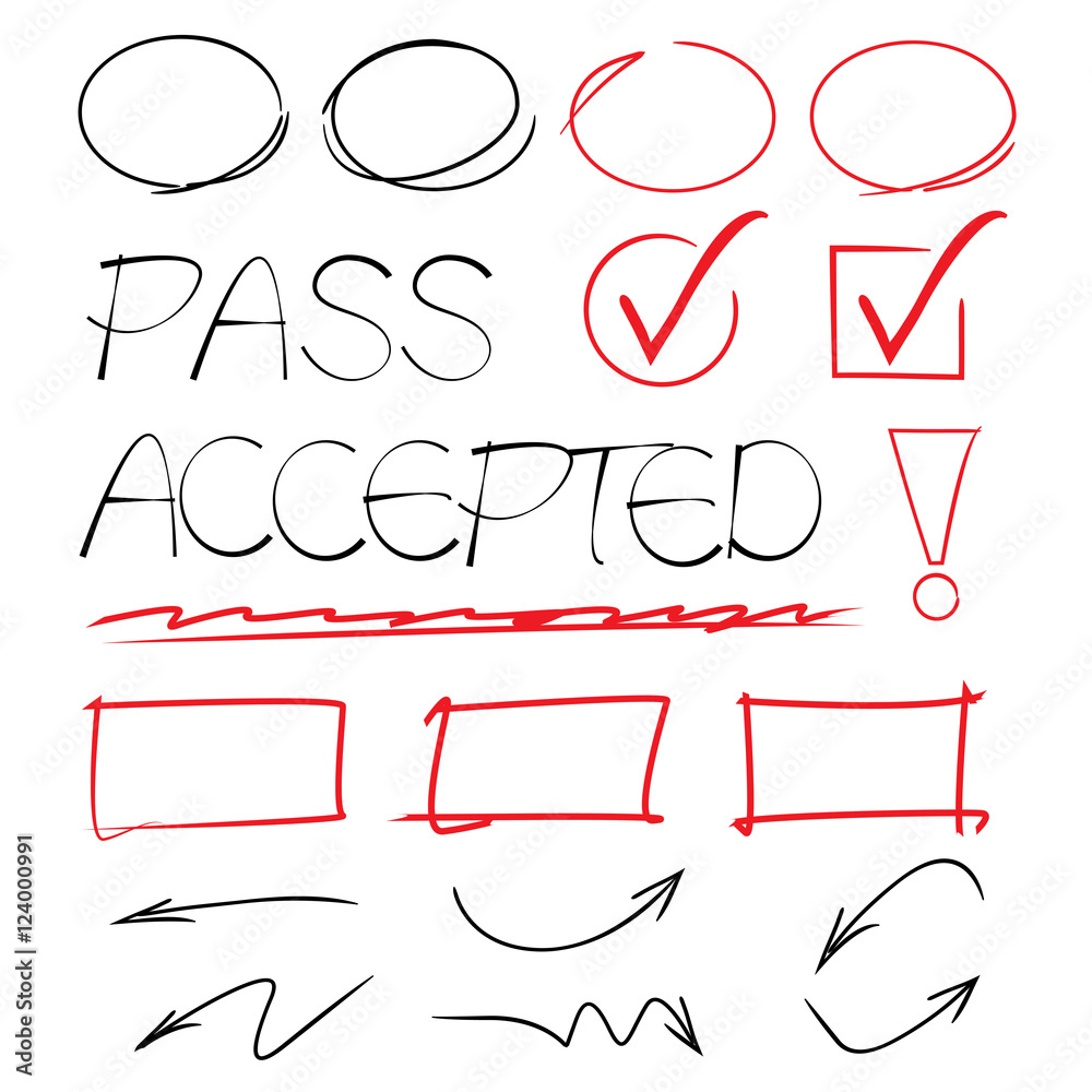 sketch marks, check marks, arrows Stock Vector | Adobe Stock