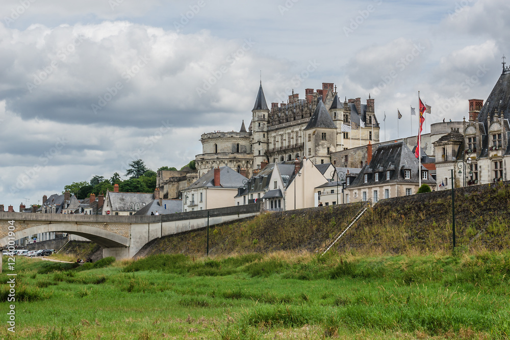 Amboise old town with medieval castle. Loire Valley. France. Stock ...