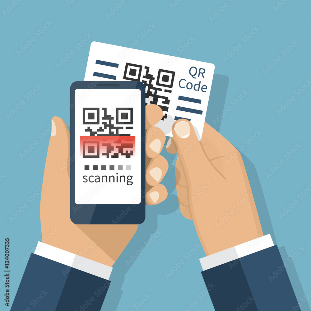 Scanning QR code Stock Vector | Adobe Stock