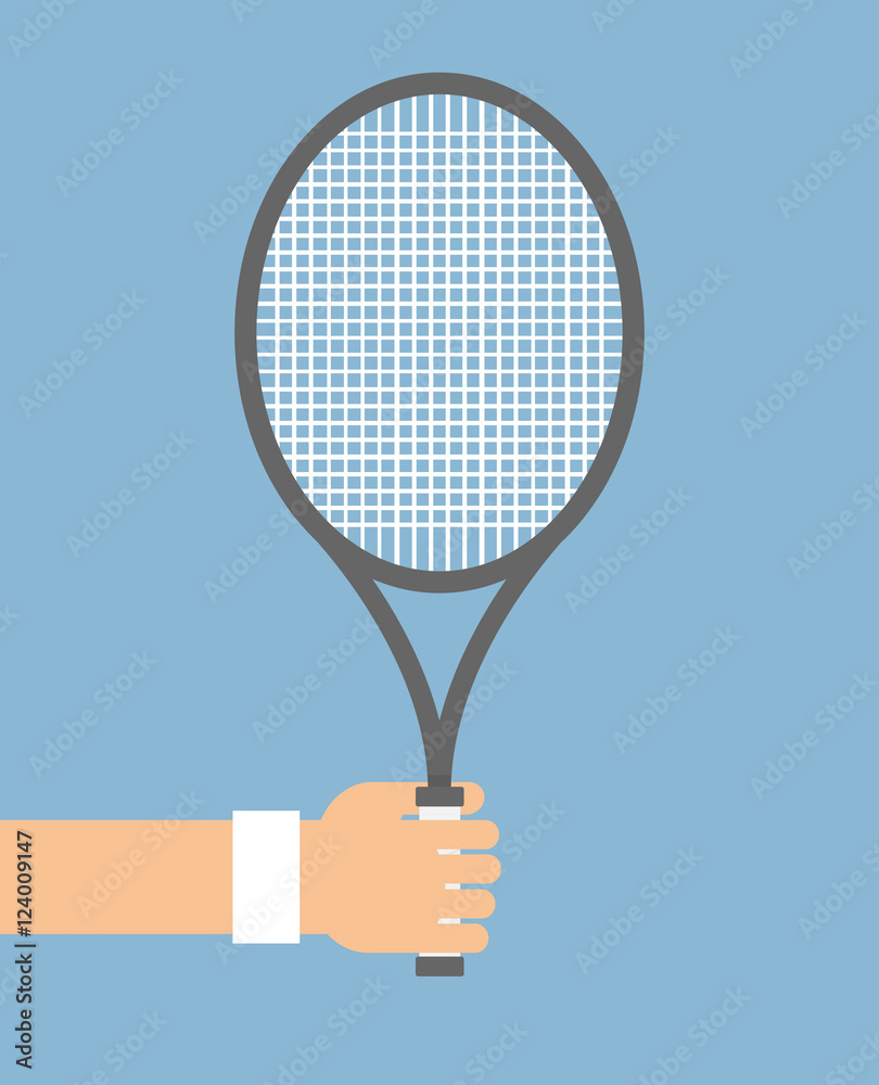 Hand holding tennis racket Stock Vector | Adobe Stock