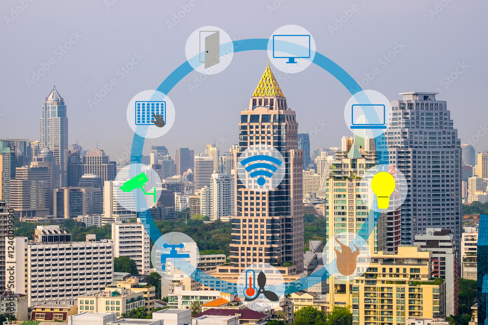 Smart Building and Internet of Things concept. Smart building ...