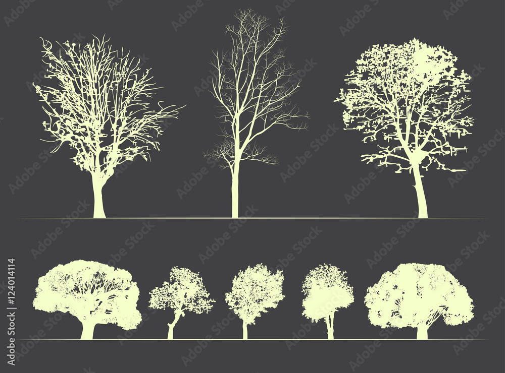 vector trees on soft dark background Stock Vector | Adobe Stock
