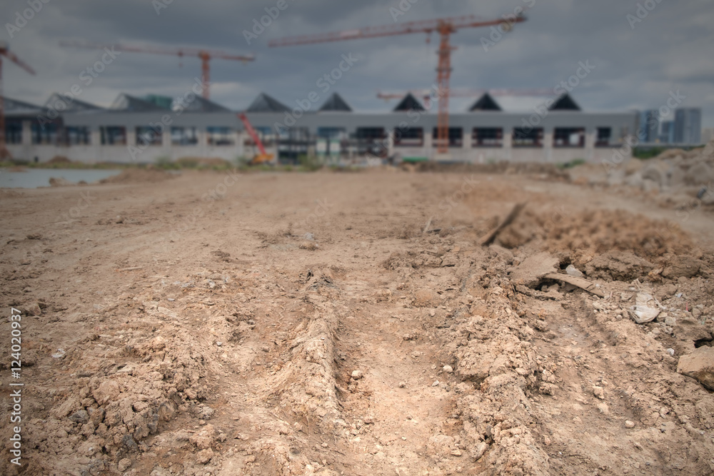 Construction site / View of ground with blur construction site ...
