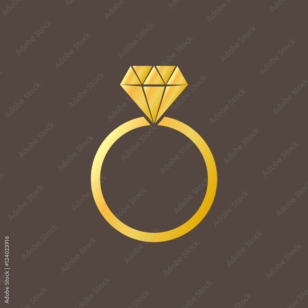 Gold ring with a diamond Stock Vector | Adobe Stock