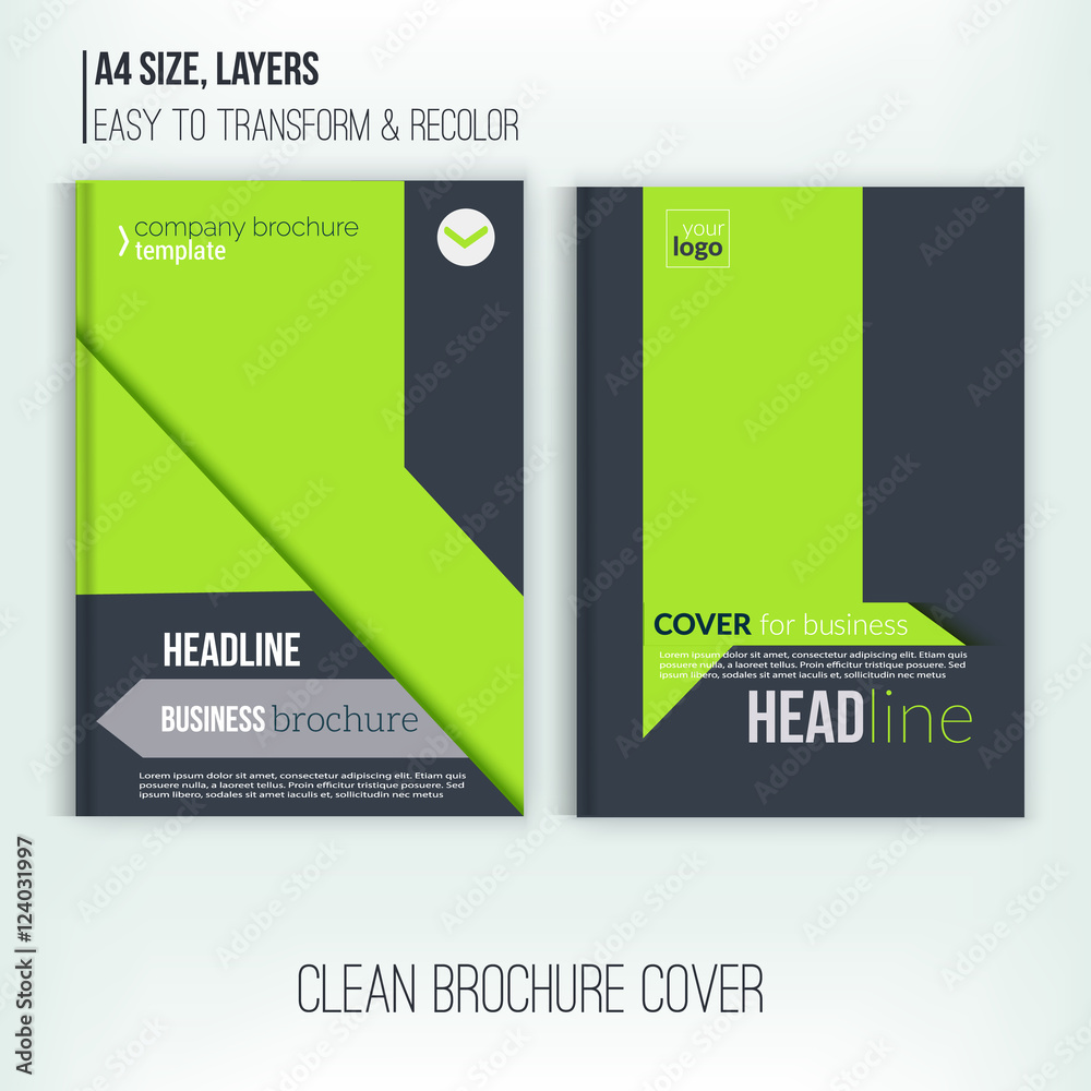 Clean Brochure design, annual report, cover template, magazine, flyer ...