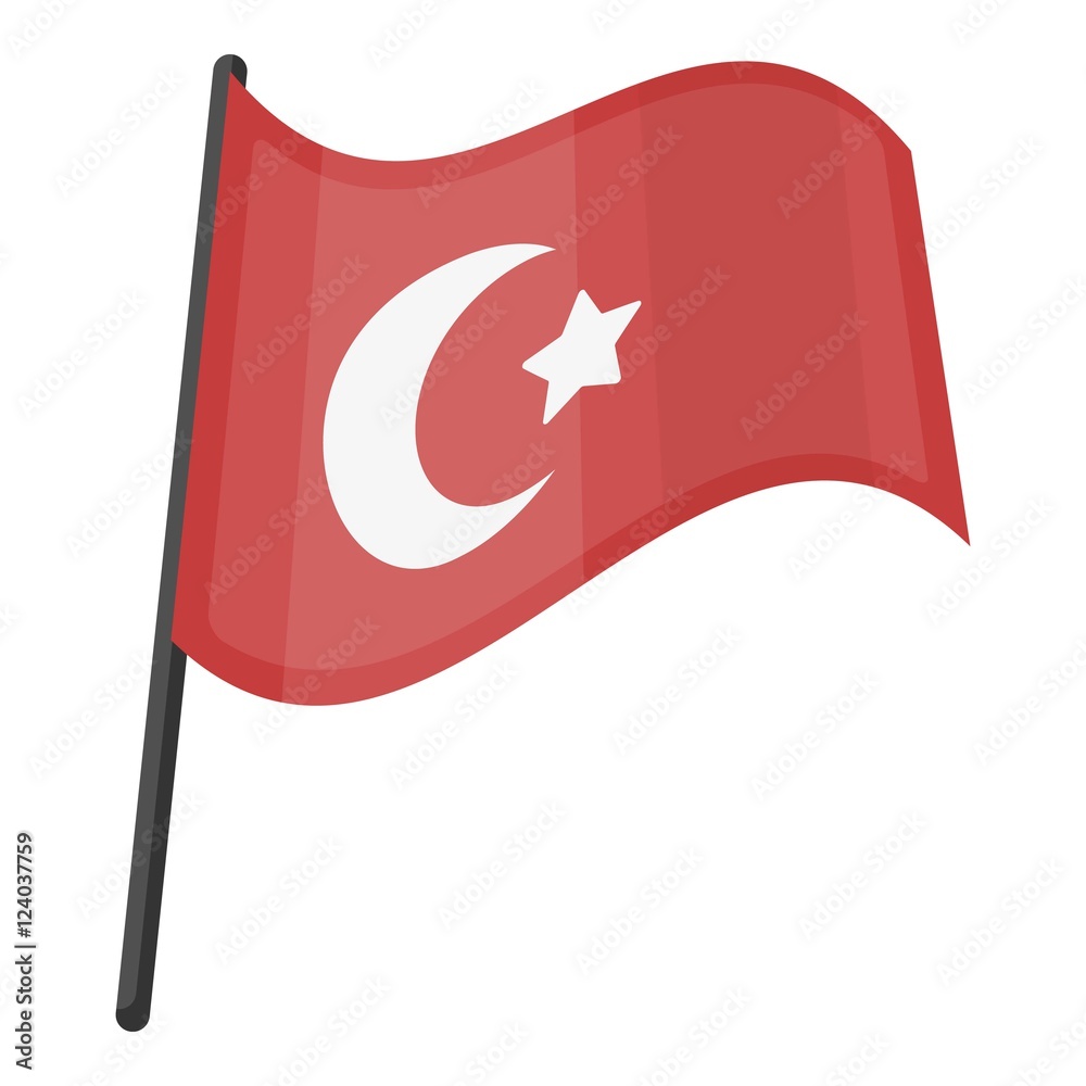 Flag of Turkey icon in cartoon style isolated on white background ...