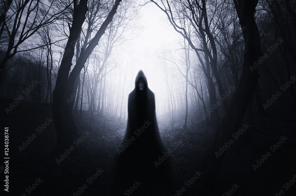 Cloaked Figure In Woods