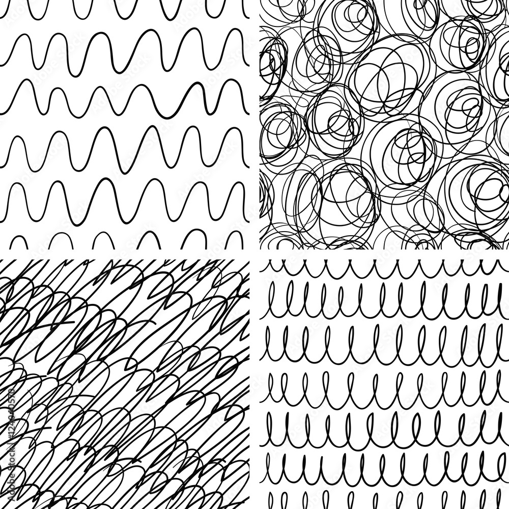 Abstract scribble patterns set Stock Vector | Adobe Stock