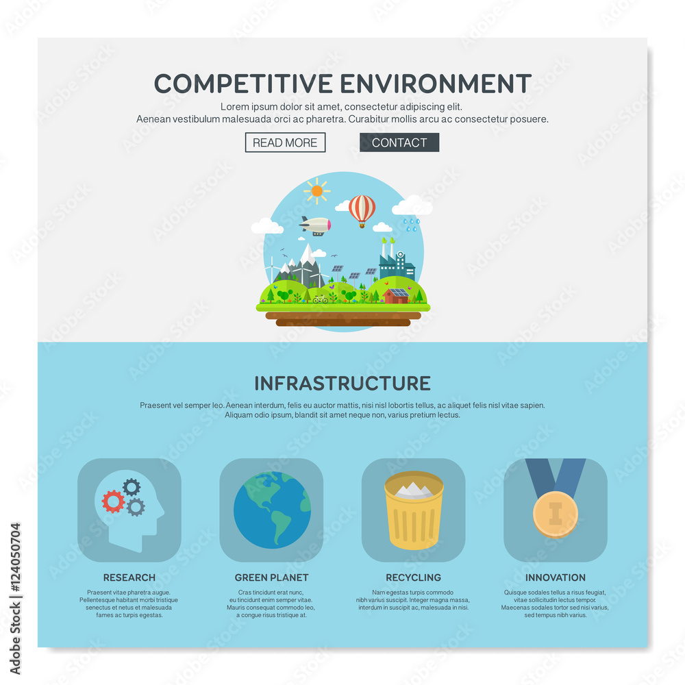 One page web design template of planet ecology environment, city ...