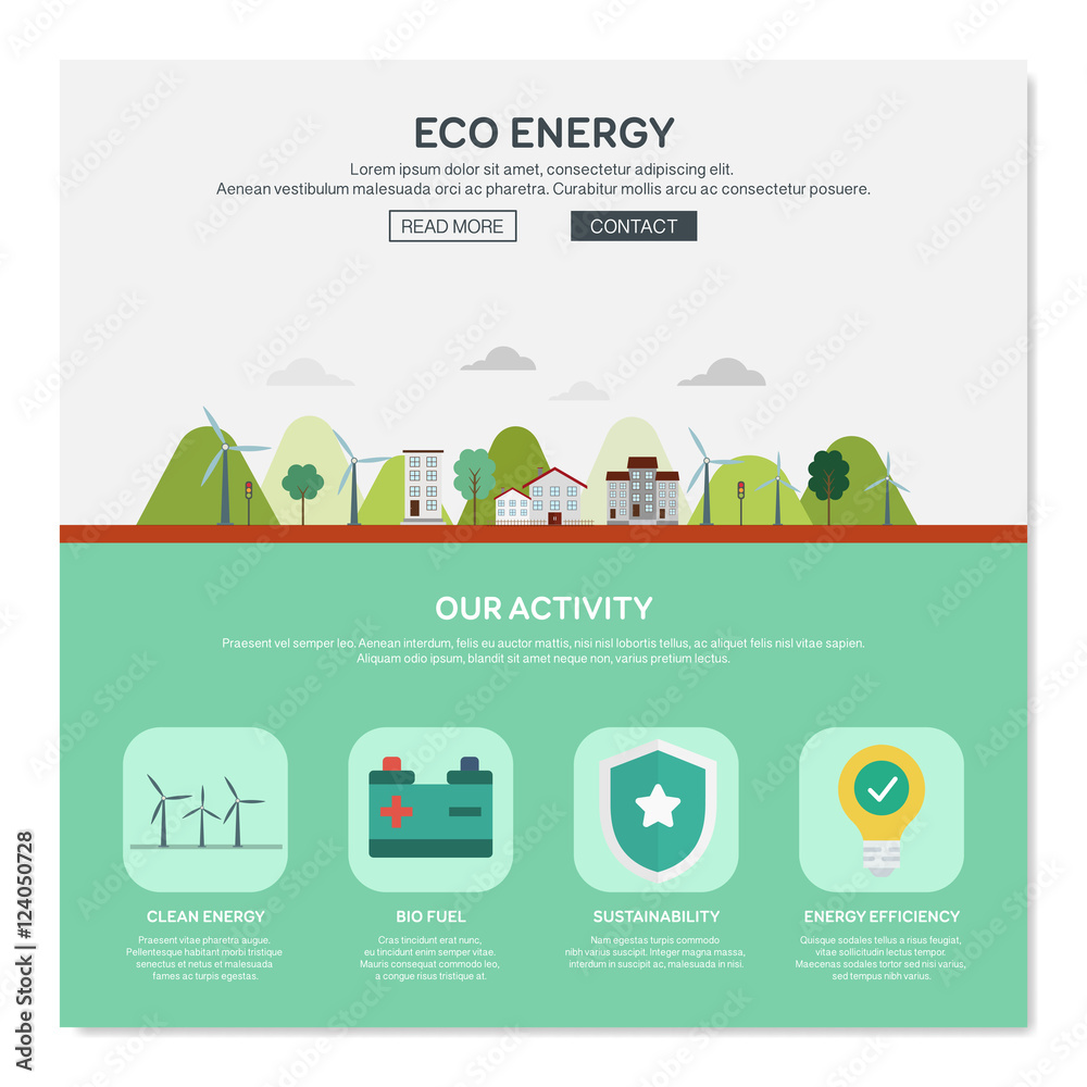 One page web design template of city environmentally friendly green ...