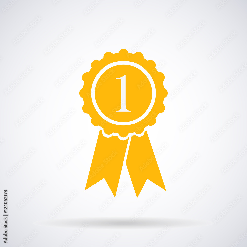 Icons awards first place, golden yellow with shadow isolated on a white ...