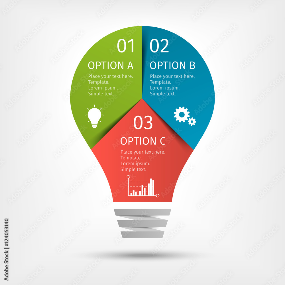 Modern light bulb infographic, 3 options. Template for presentation ...