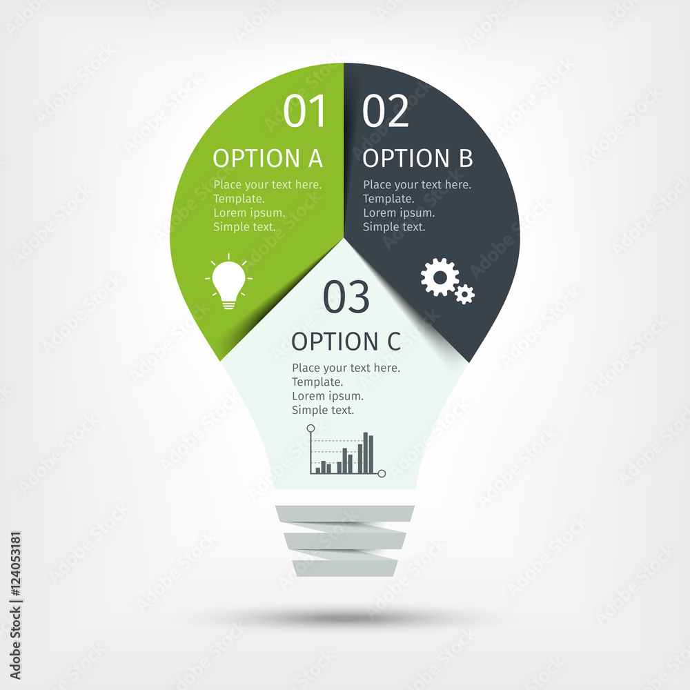 Modern light bulb infographic, 3 options. Template for presentation ...