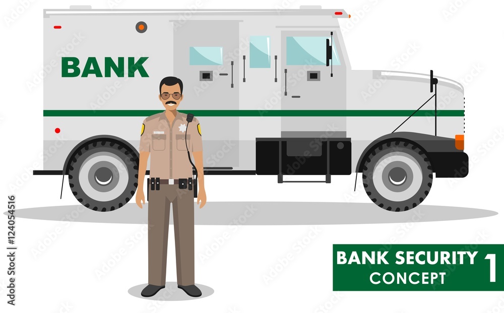 Bank security concept. Detailed illustration of bank armored car and ... Bank security concept. Detailed illustration of bank armored car and ...