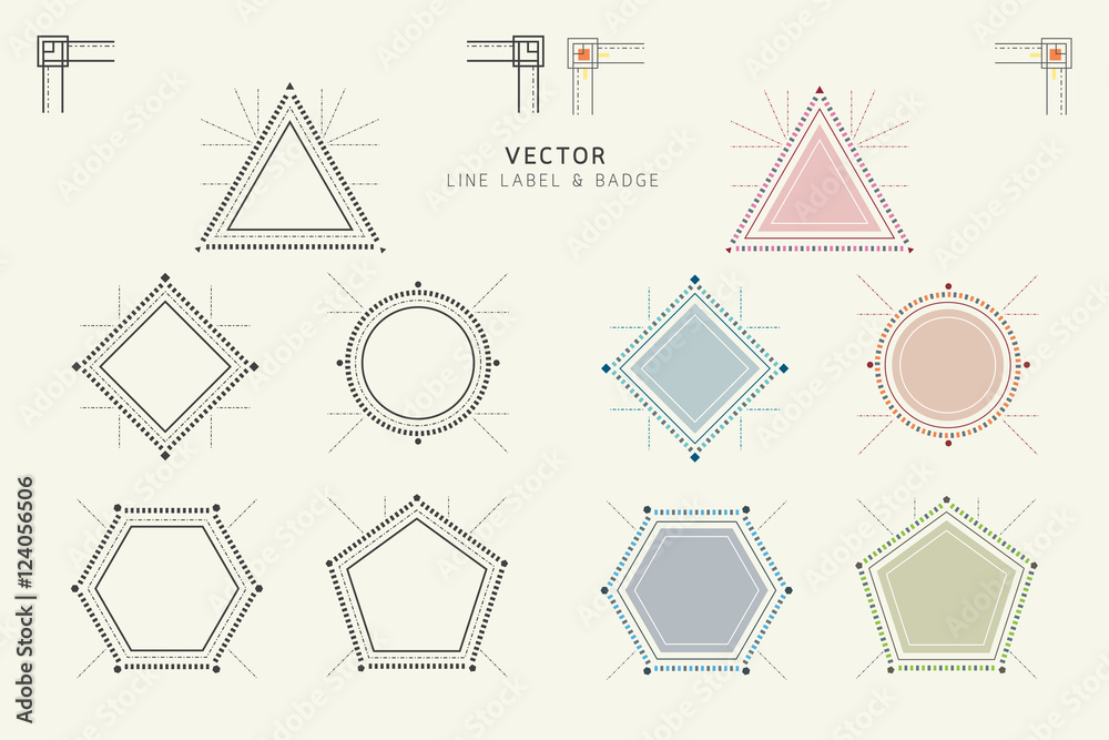 Geometric Labels and Badges Linear Style, Graphic Elements, Frame ...