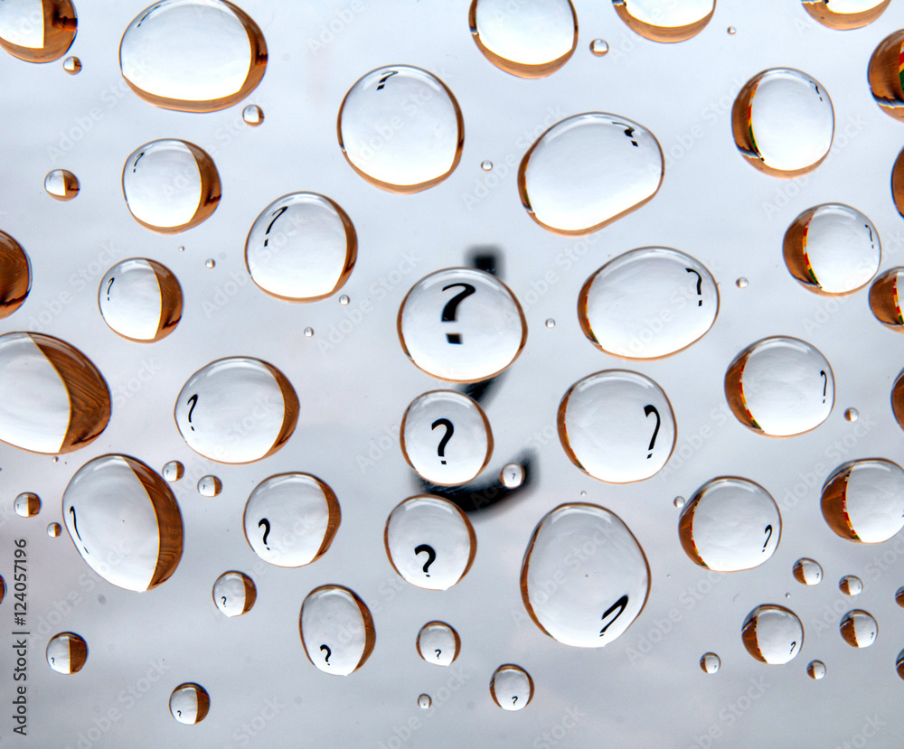 Question mark behind water drops. Abstract background Stock Photo ...