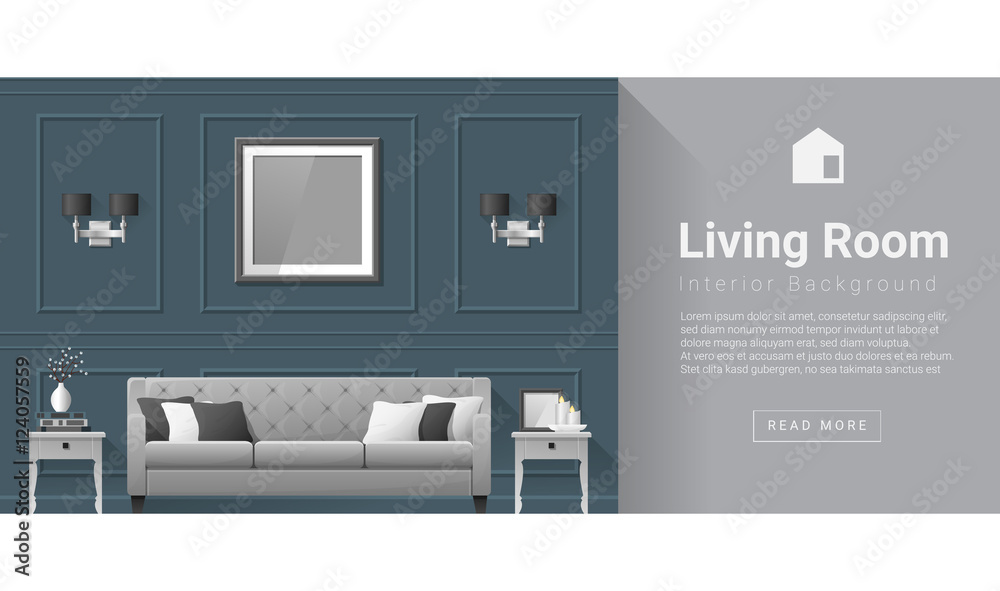 Interior design Modern living room background , vector, illustration ...
