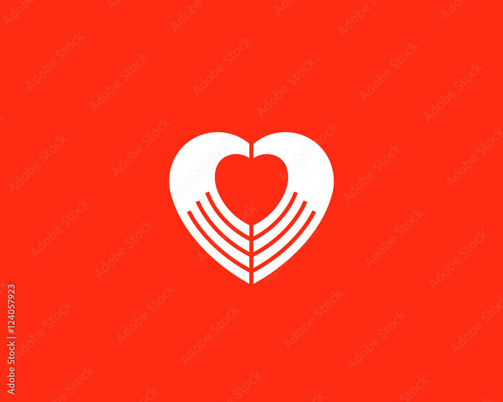 Heart negative space hands vector logotype. Charity medical sign symbol ...