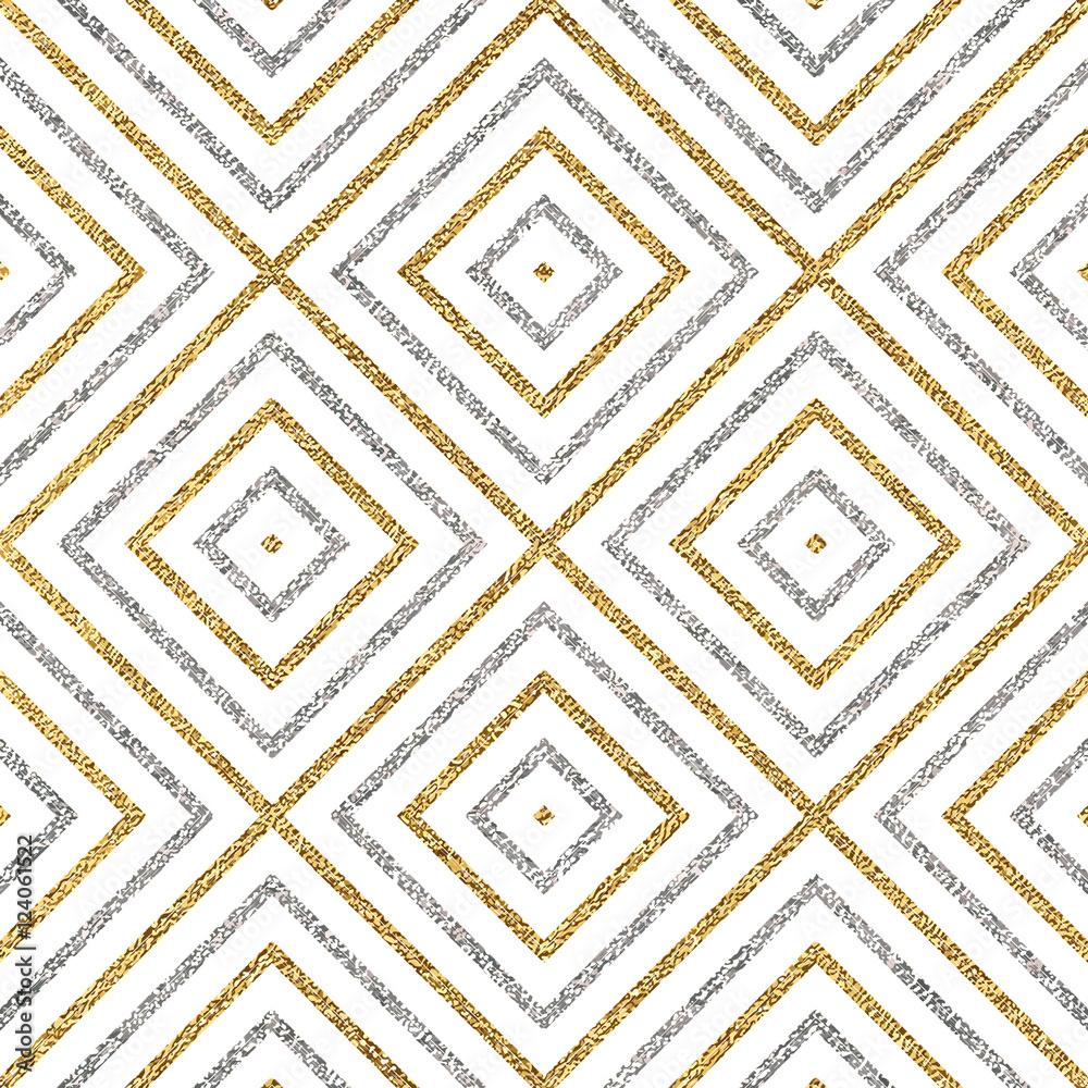 Geometric seamless pattern of gold silver diagonal lines or strokes ...