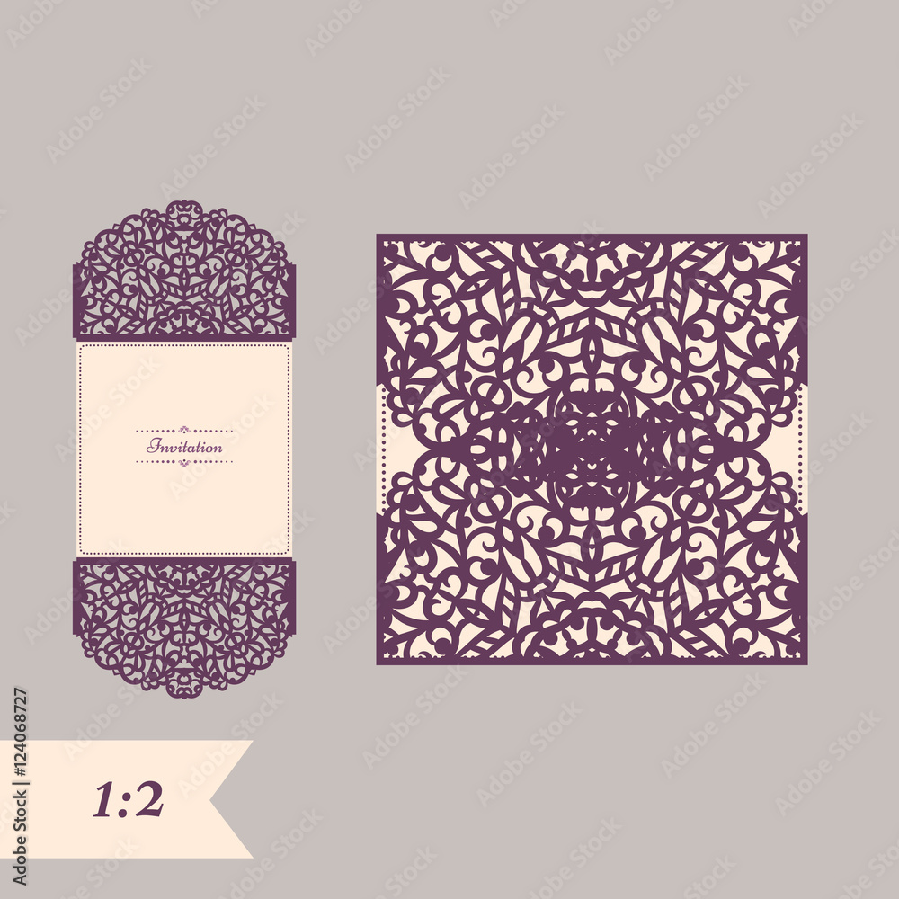 Abstract wedding cutout invitation template. Suitable for lasercutting ...