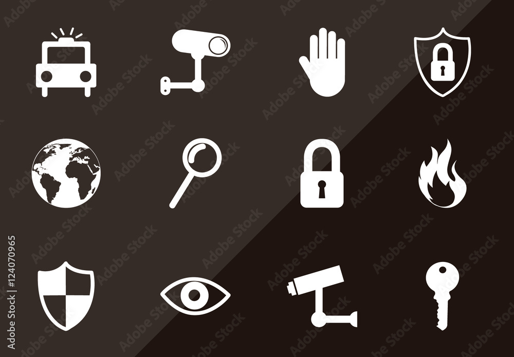 16 Single Color Security Icons Stock Template | Adobe Stock