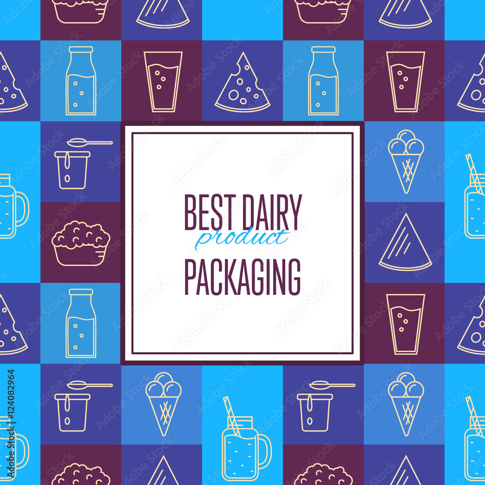Best dairy product seamless pattern for packaging with different dairy ...