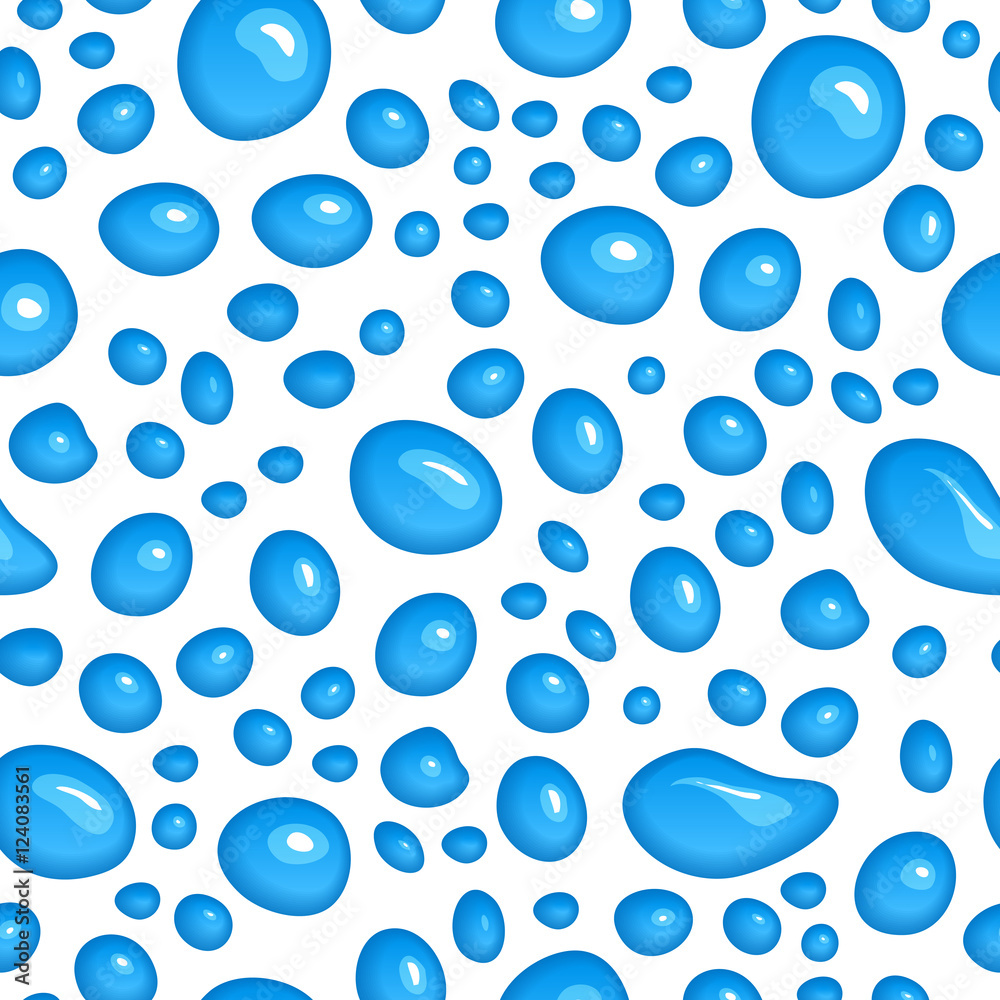 Vector water drops. Seamless pattern with rain drops, wet surface ...