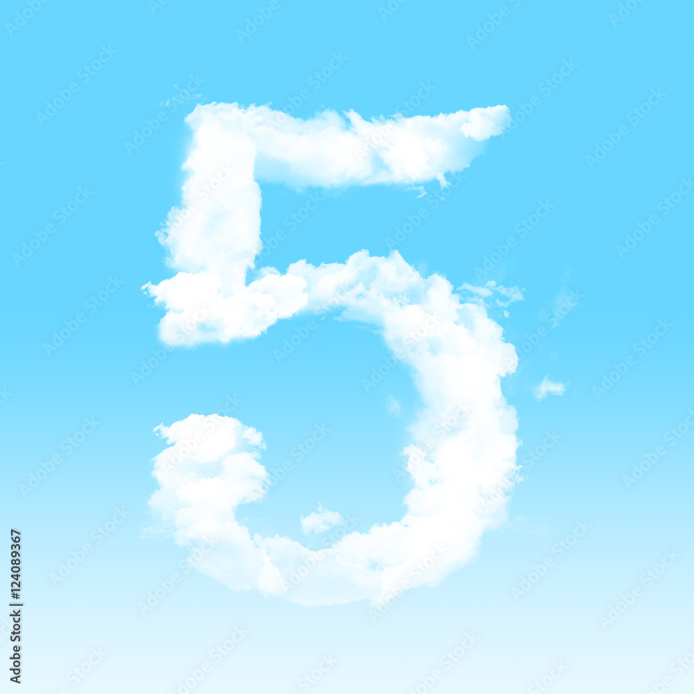 Number cloud alphabet font at sky background Stock Illustration | Adobe ...