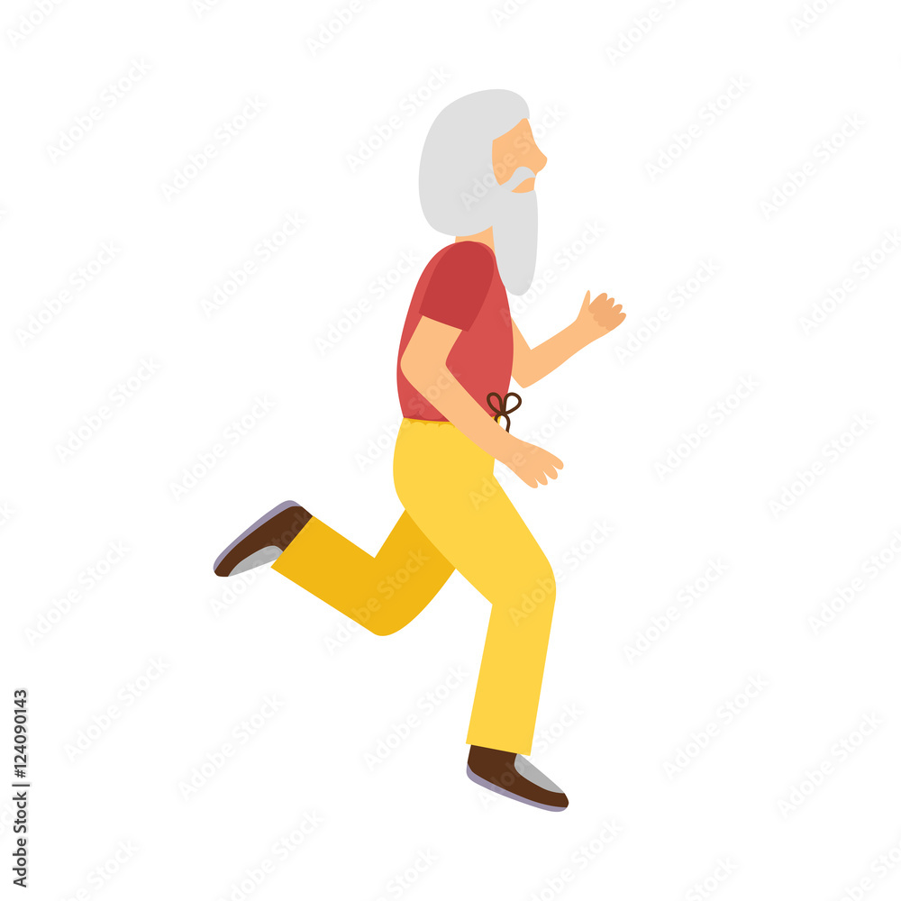 Cartoon Old Man Running