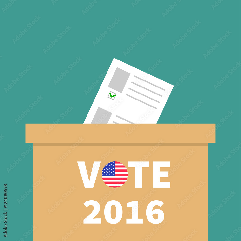 Big Ballot Voting box with paper blank bulletin Choice concept. Polling ...