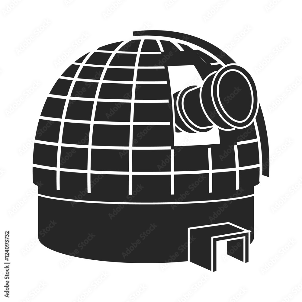Observatory icon in black style isolated on white background. Space ...