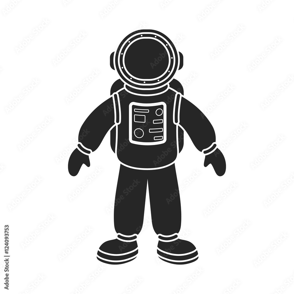 Astronaut icon in black style isolated on white background. Space ...