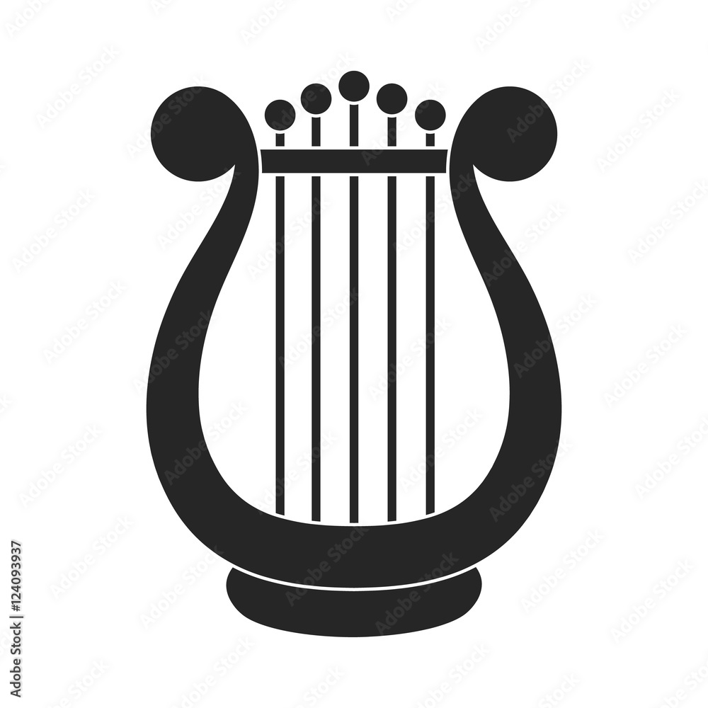 Harp icon in black style isolated on white background. Theater symbol ...