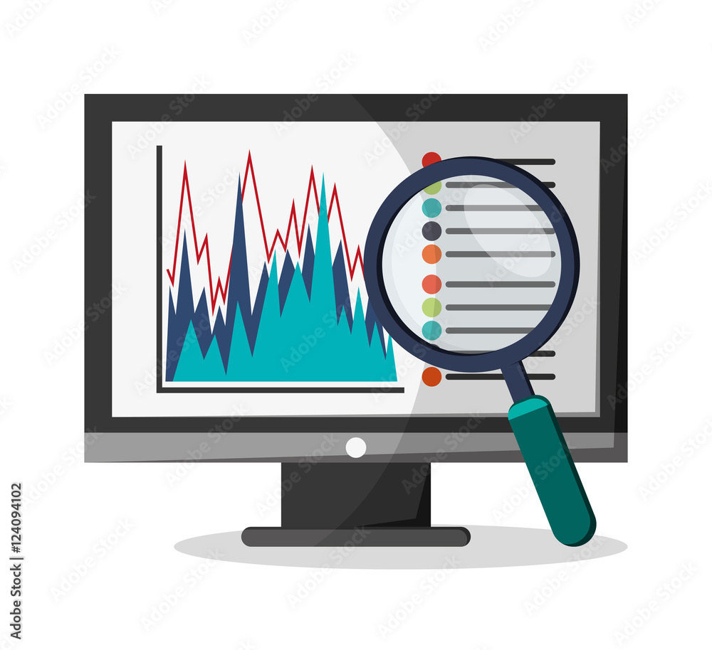 Computer and lupe icon. Infographic data and information theme ...