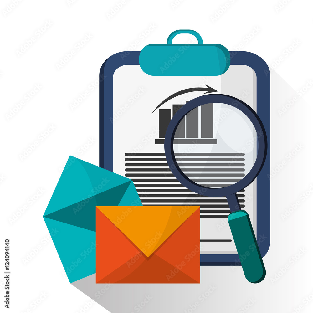 Document envelope and lupe icon. Infographic data and information theme ...