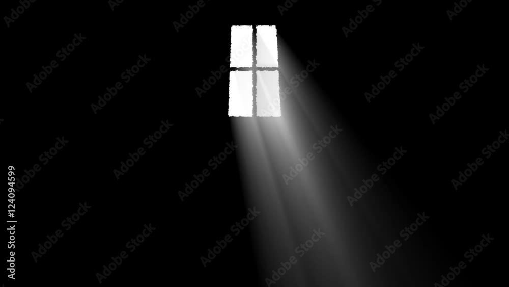 Bright Light Rays Get Inside a Dark Room Through a Window In a Cartoon ...