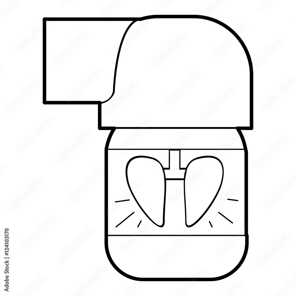 Inhaler for lung icon. Outline illustration of inhaler for lung vector ...