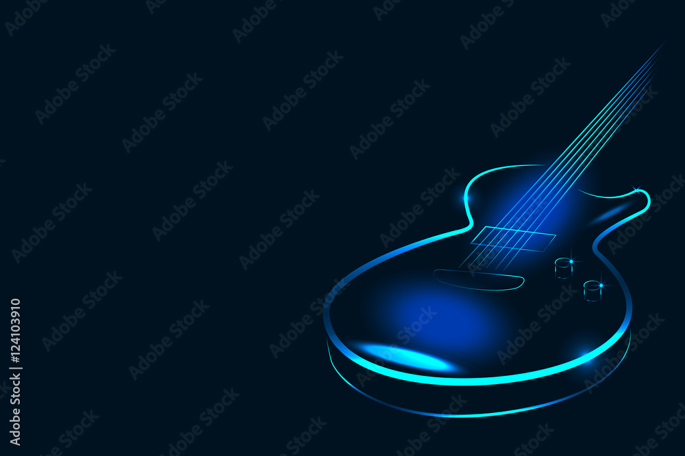 Vector illustration of electric guitar in neon Stock Vector | Adobe Stock