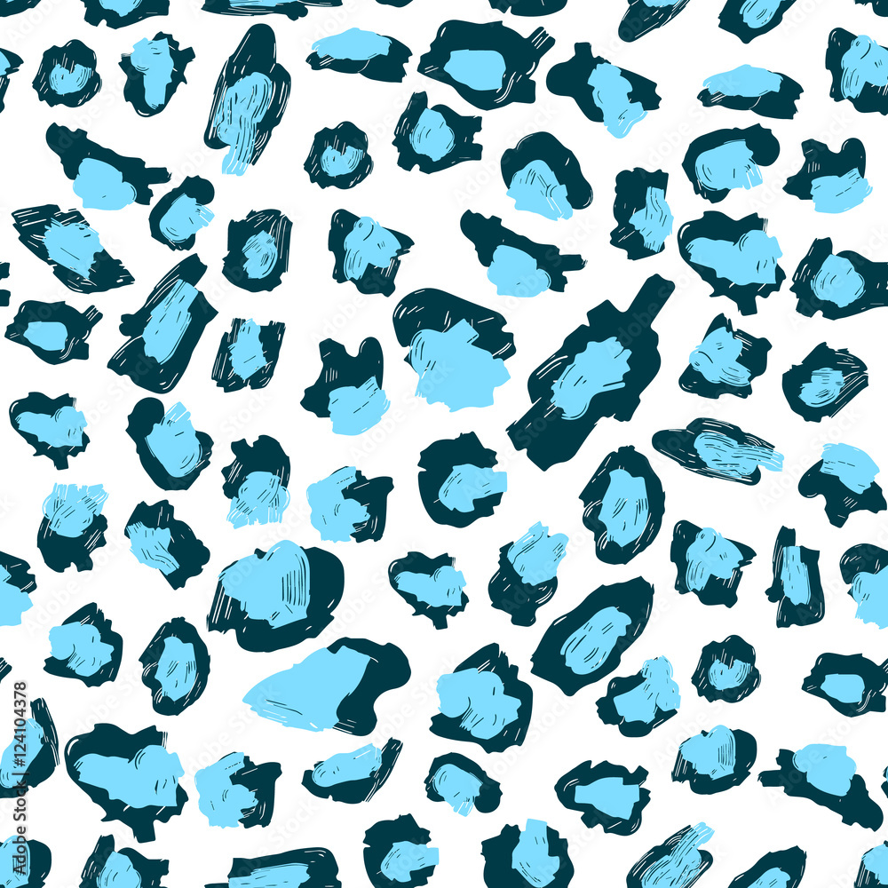 Leopard print pattern. Blue-black spots on a white background. Stock ...