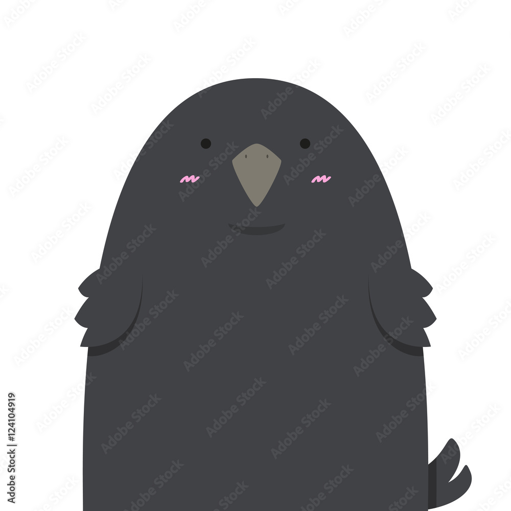 cute big fat crow on white background Stock Vector | Adobe Stock