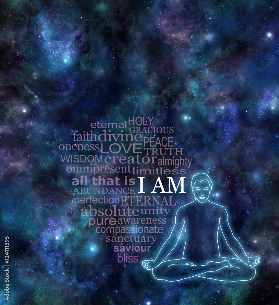 I AM Meditation Word Cloud - Night sky deep space background dark ...