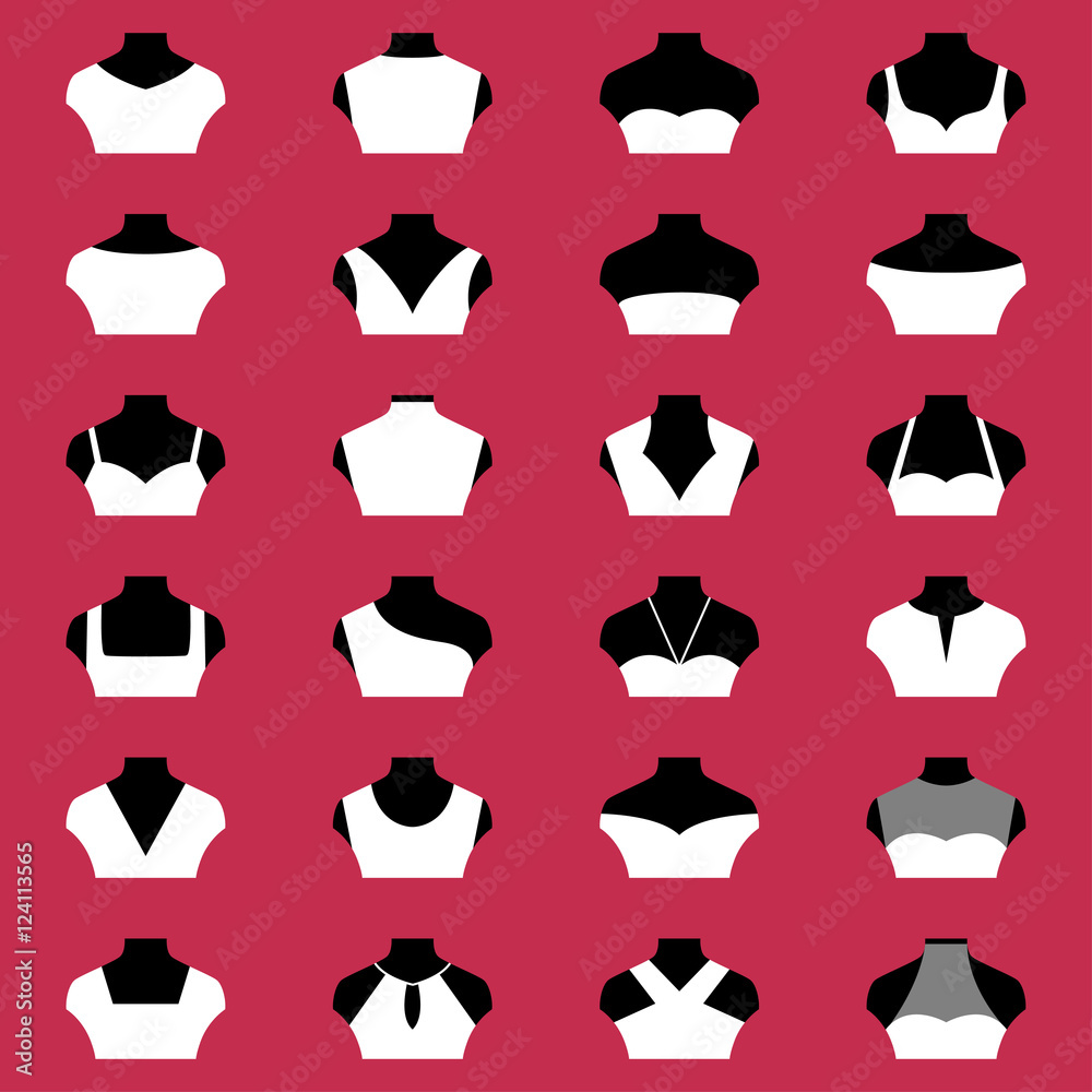 Types of necklines, vector illustration Stock Vector | Adobe Stock