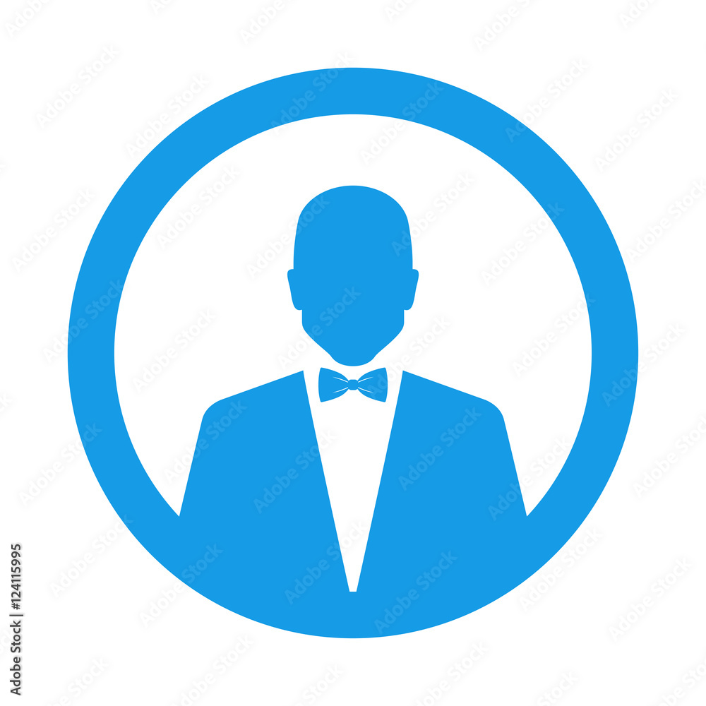 Icono plano silueta hombre elegante en circulo color azul Stock ...