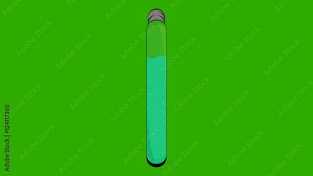 Cartoon Lab Glass Tube with bubbles on a Green Screen Stock Video ...