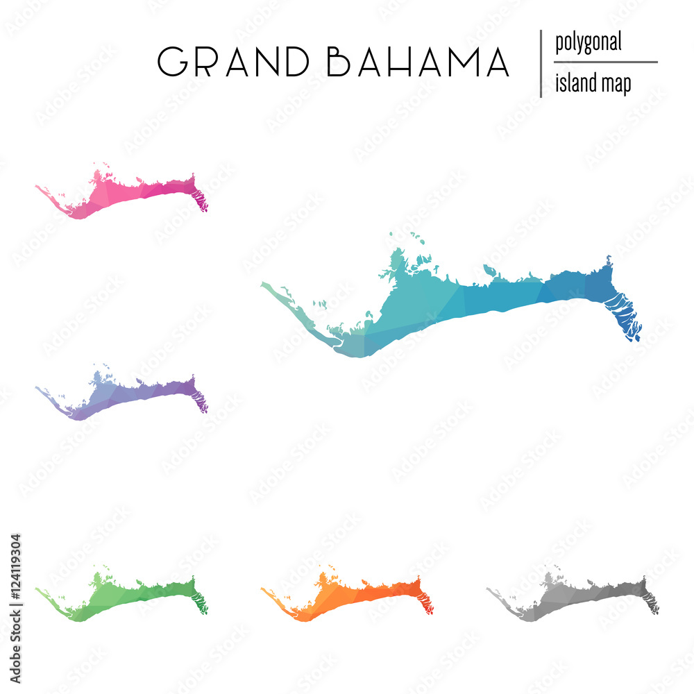 Set of vector polygonal Grand Bahama maps filled with bright gradient ...