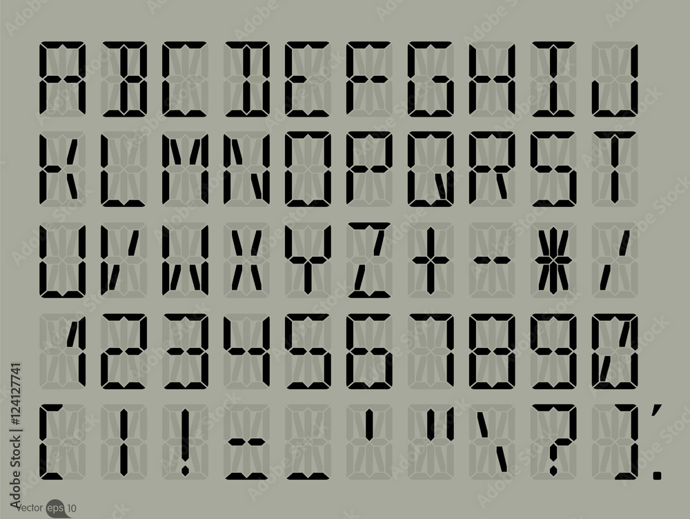 Digital font Stock Vector | Adobe Stock