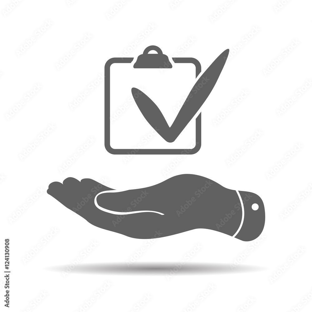 flat hand with check list icon Stock Vector | Adobe Stock